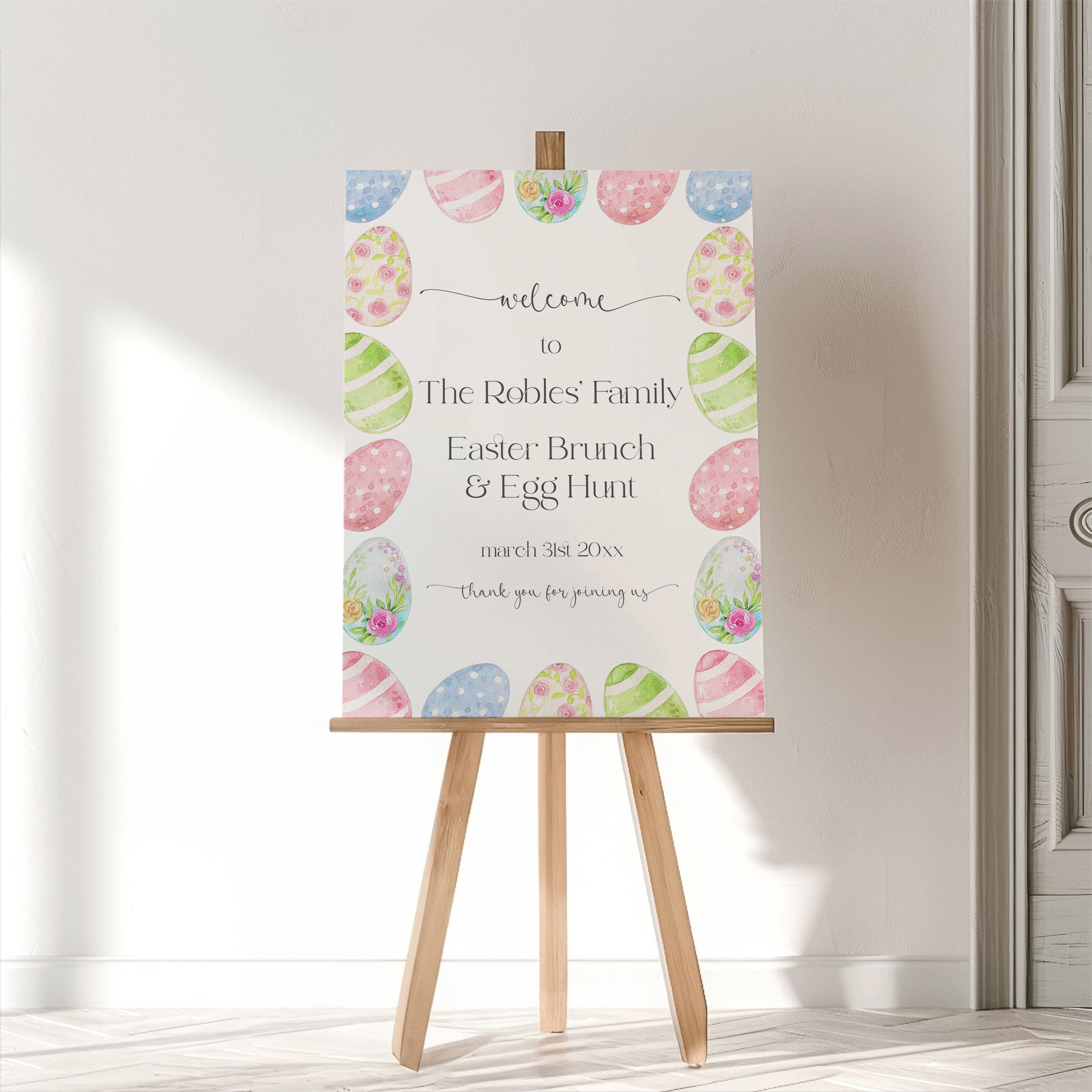Easter Egg Hunt Welcome Sign, Egg Hunt Party, Easter Egg Brunch Sign ...