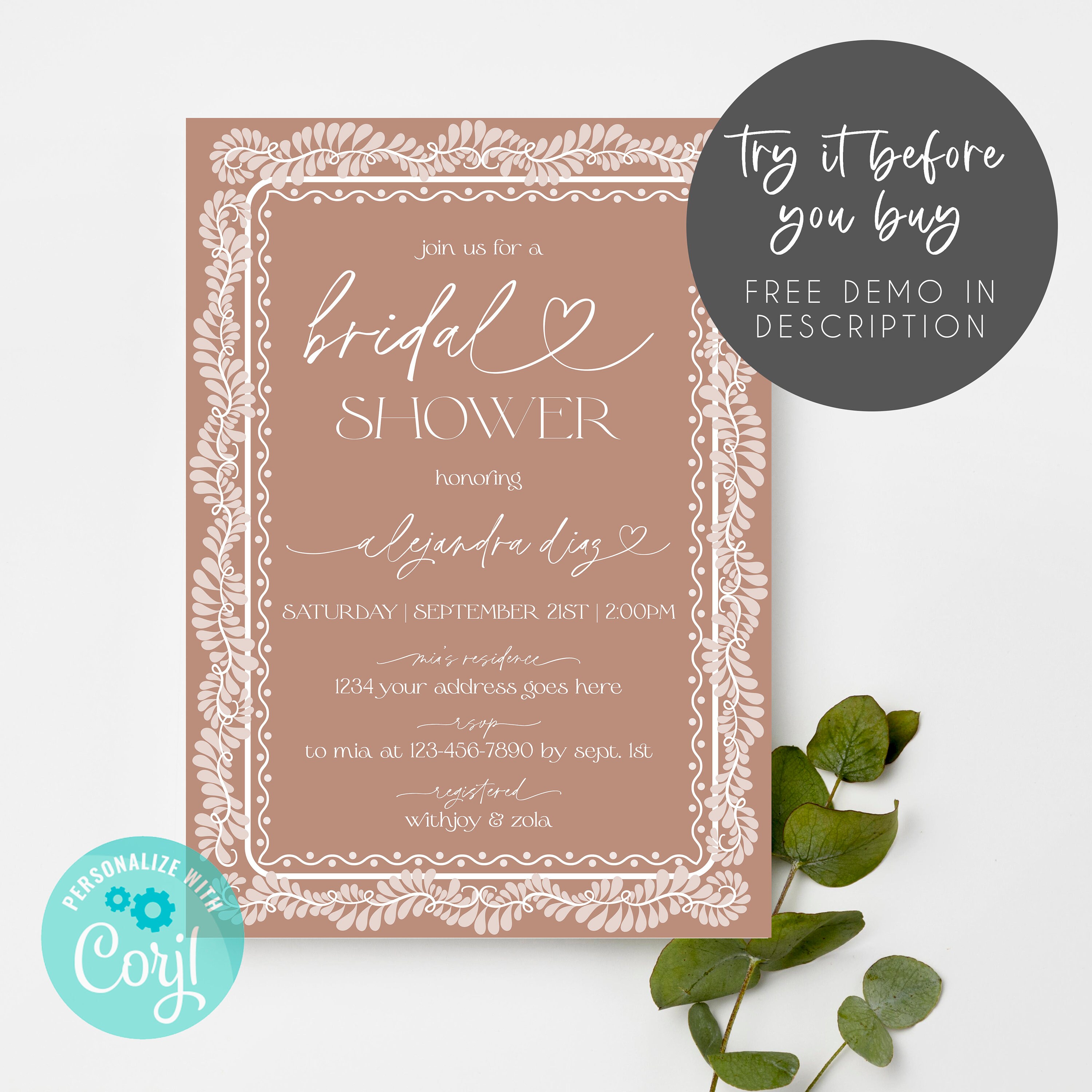 Barro Rustic Inspired Mexican Talavera Bridal Shower Invitation ...