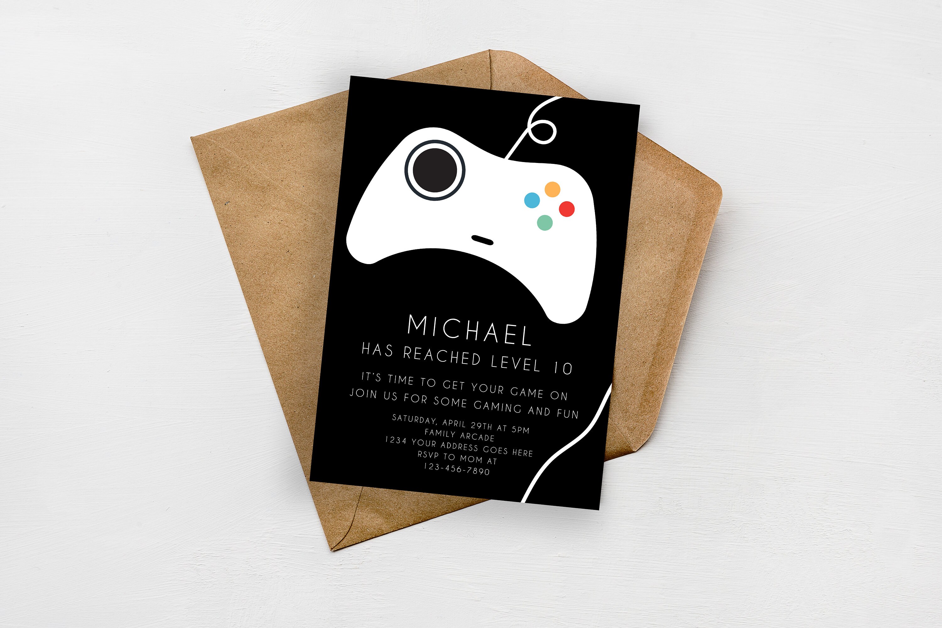 Level up Gaming Birthday Party Invitation, Gamer Birthday Party ...