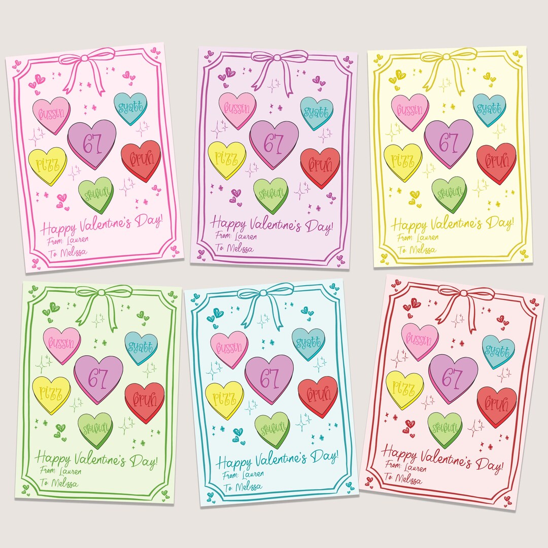 Coquette 6 7 Teen Slang Candy Hearts Valentine Cards, Classroom, Tween ...