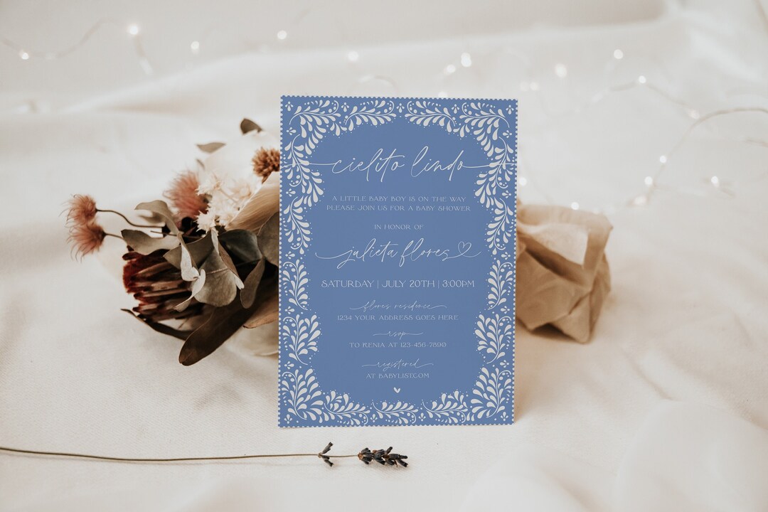 Blue Cielito Lindo Mexican White Talavera Inspired Baby Shower ...