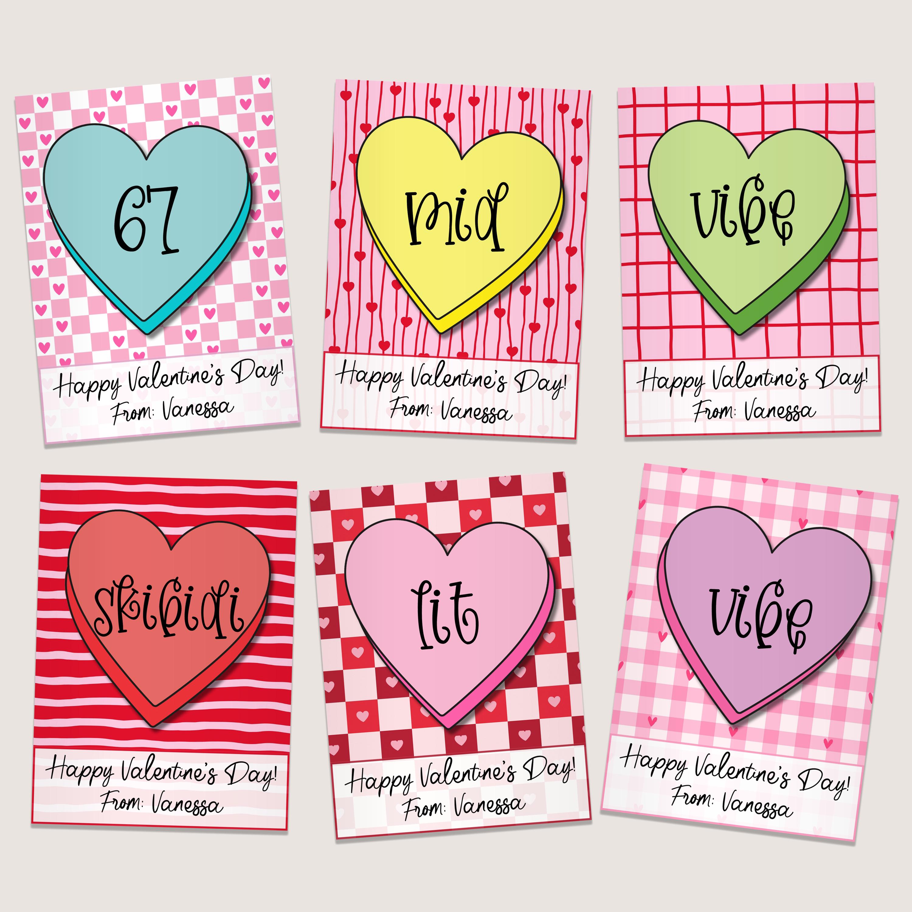 Teen Slang Candy Hearts Valentine Cards, Classroom, Tween, Funny Kids ...