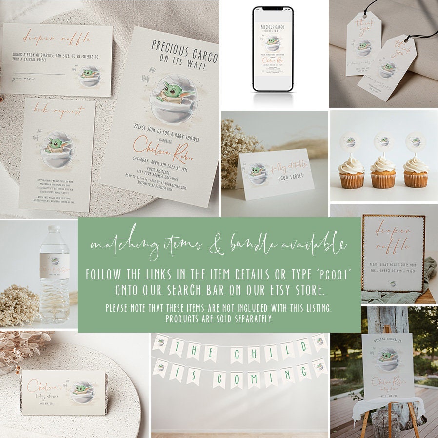 Precious Cargo Baby Shower Diaper Raffle Ticket, Baby Yoda/ Grogu Baby ...