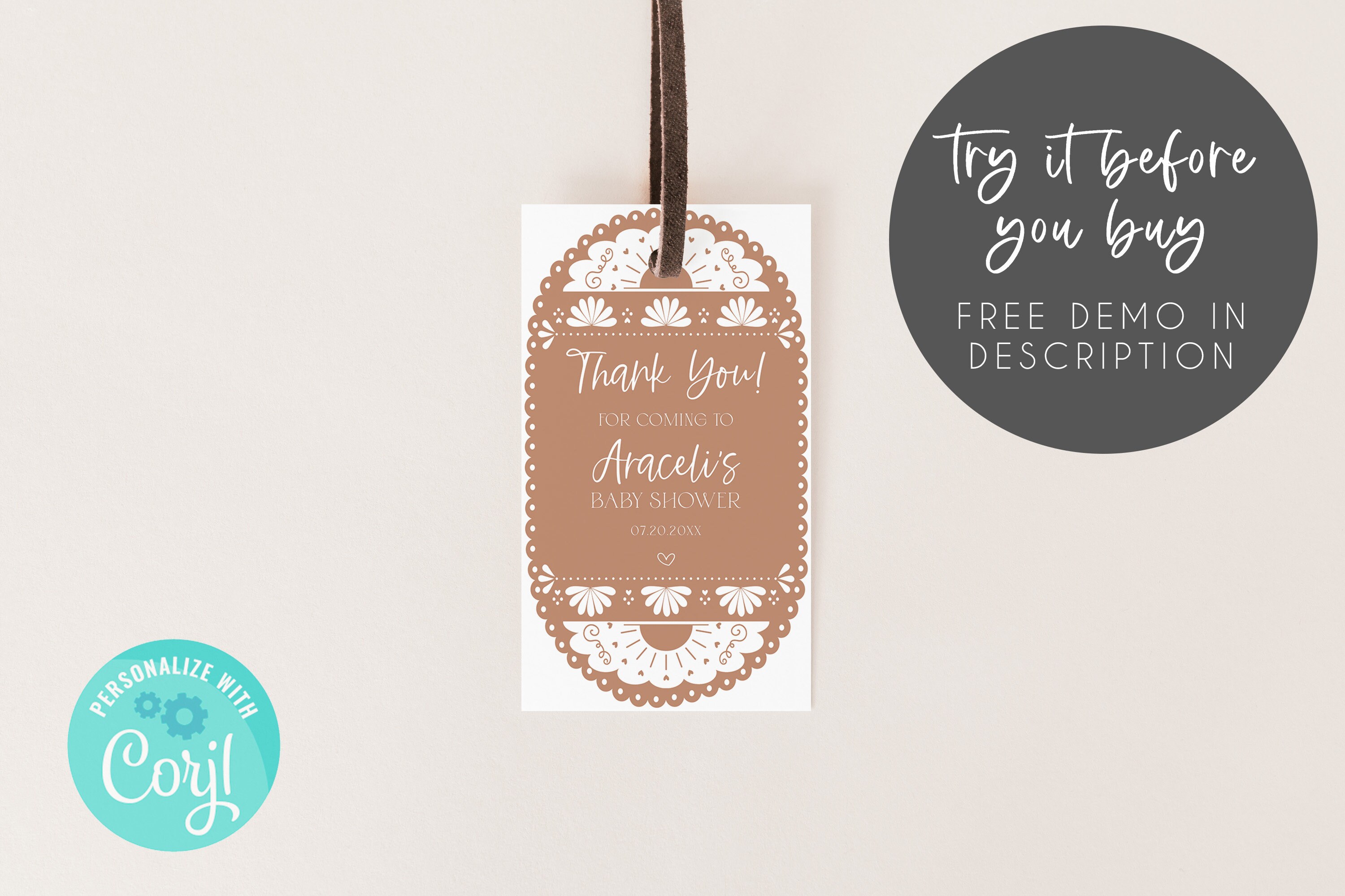 Barro Cielito Lindo Papel Picado Baby Shower Favor Tag, Printable ...