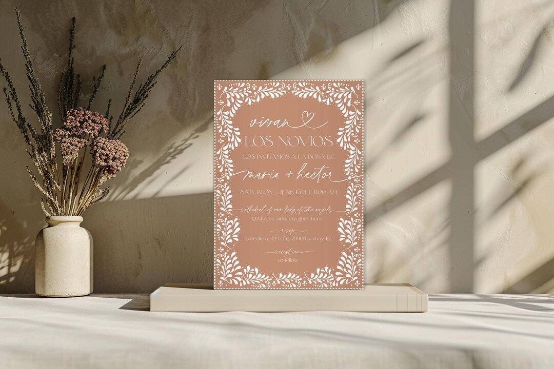 Barro Mexican White Talavera Inspired Wedding Invitation, Elegant ...