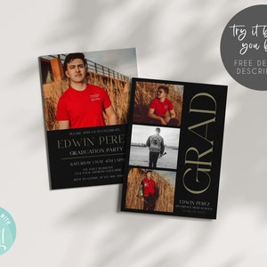 Masculine Graduation Invitation, Senior Graduation Ceremony Evite ...
