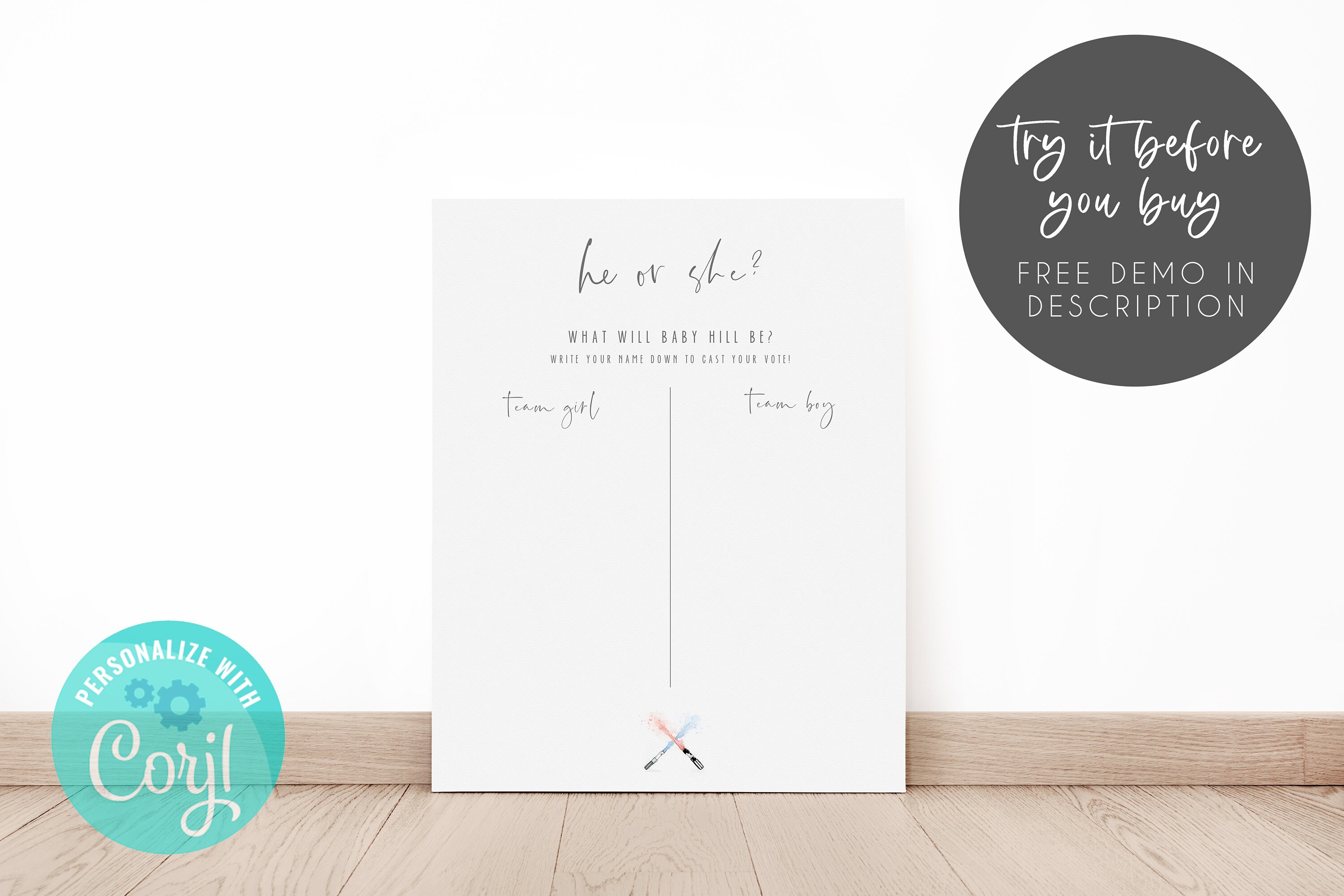 Little Jedi Gender Reveal Voting Board, Baby Reveal Party Vote Sign ...