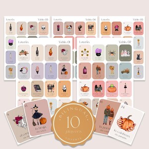 Boho Ghouls Night Out Halloween Loteria, Game, Mexican Loteria, Bingo ...