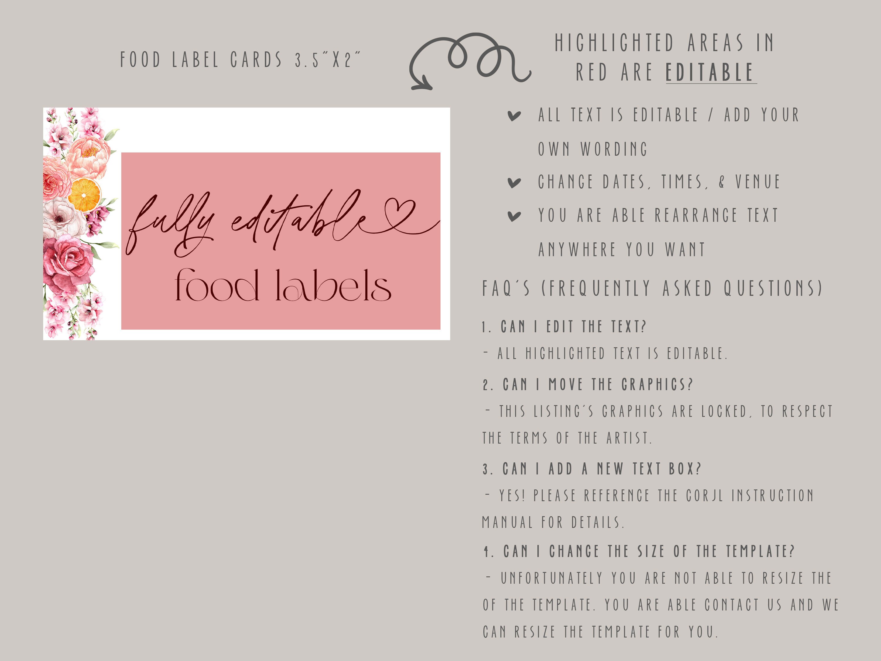 Floral & Citrus Mother's Day Brunch Food Label Cards, Food Tent Cards ...