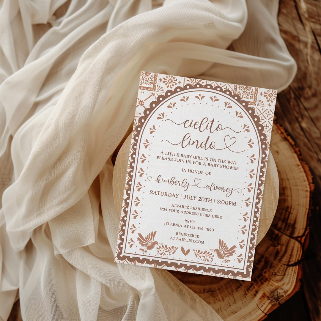 White & Barro Cielito Lindo Baby Shower Invitation Card, Editable ...