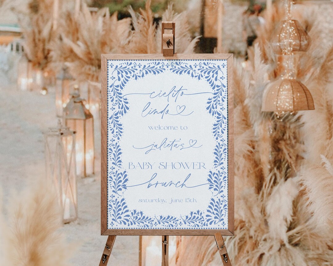 White & Blue Cielito Lindo Mexican White Talavera Inspired Baby Shower ...