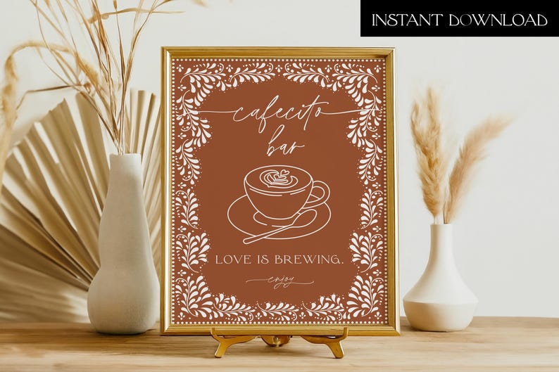 Terracotta Mexican White Talavera Inspired Coffee Bar Sign, Cafecito ...