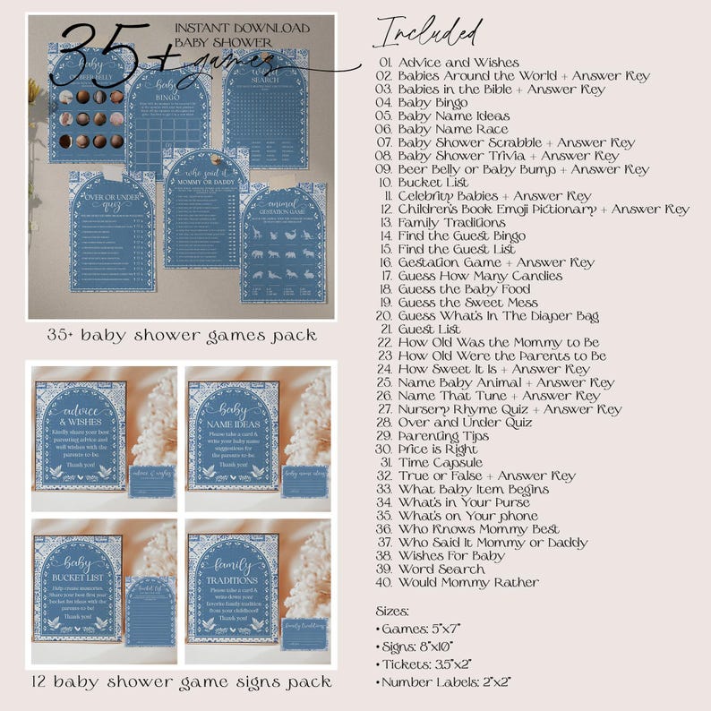 Blue Cielito Lindo Baby Shower Bundle: Editable Templates (digital ...