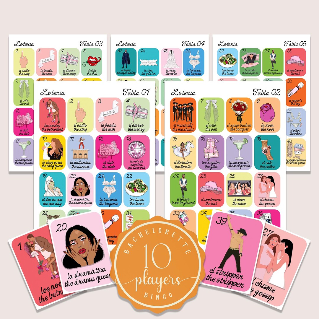 Funny Bachelorette Loteria Game, Mexican Loteria, Bridal Shower Loteria ...