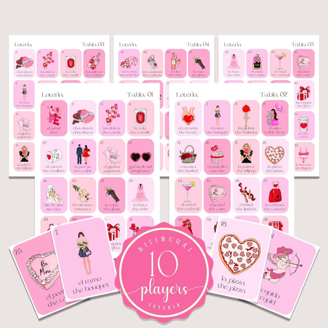 Boho Minimalist Valentine's Loteria, Mexican Loteria, Galentine's, San ...