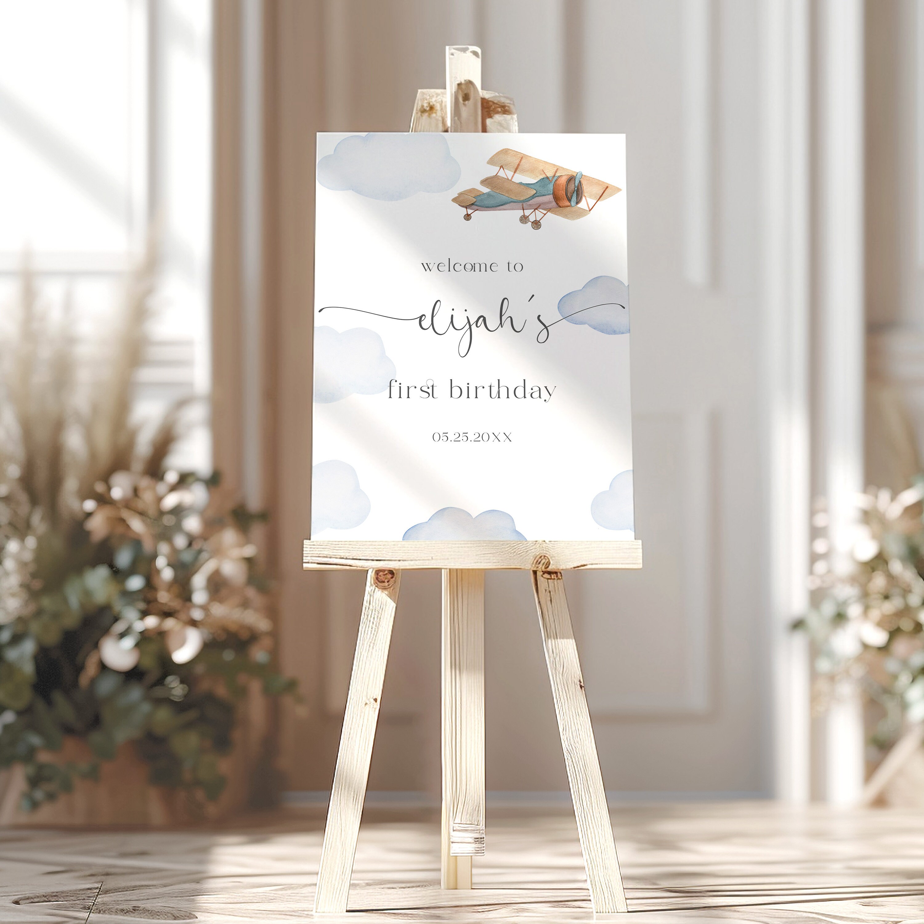 Airplane Birthday Welcome Sign, 1st Birthday Party Birthday Welcome ...