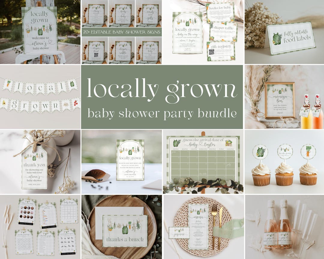 Locally Grown Baby Shower 22 Items INCLUDED Bundle, Boho Farmer's ...