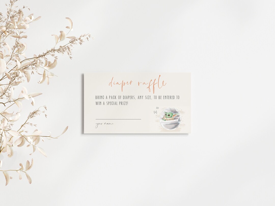 Precious Cargo Baby Shower Diaper Raffle Ticket, Baby Yoda/ Grogu Baby ...