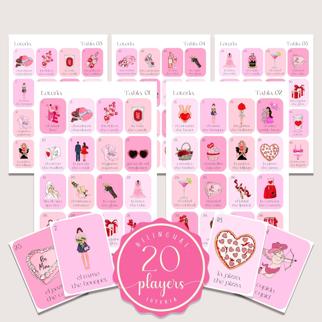 Boho Minimalist Valentine's Loteria, Mexican Loteria, Galentine's, San ...