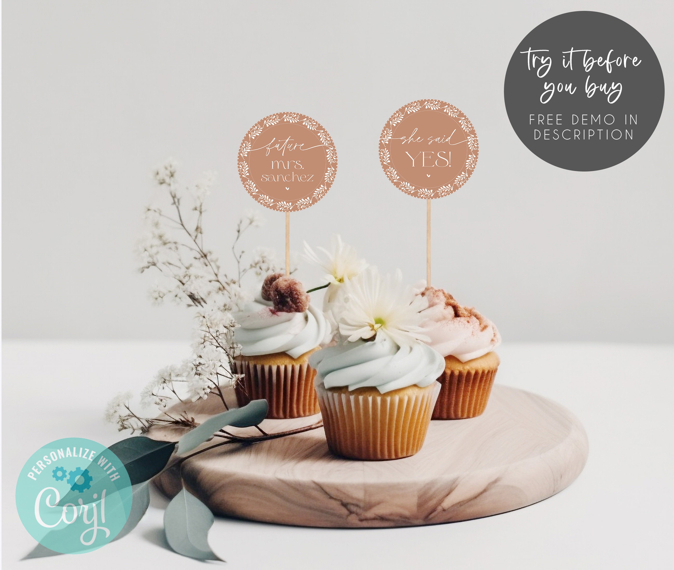 Barro Mexican White Talavera Inspired Bridal Shower Cupcake Topper ...