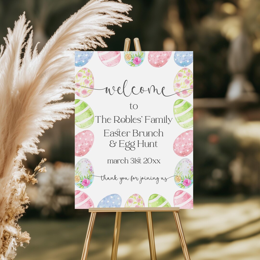 Easter Egg Hunt Welcome Sign, Egg Hunt Party, Easter Egg Brunch ...