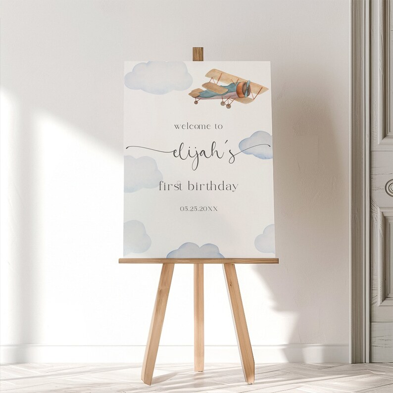 Airplane Birthday Welcome Sign, 1st Birthday Party Birthday Welcome ...