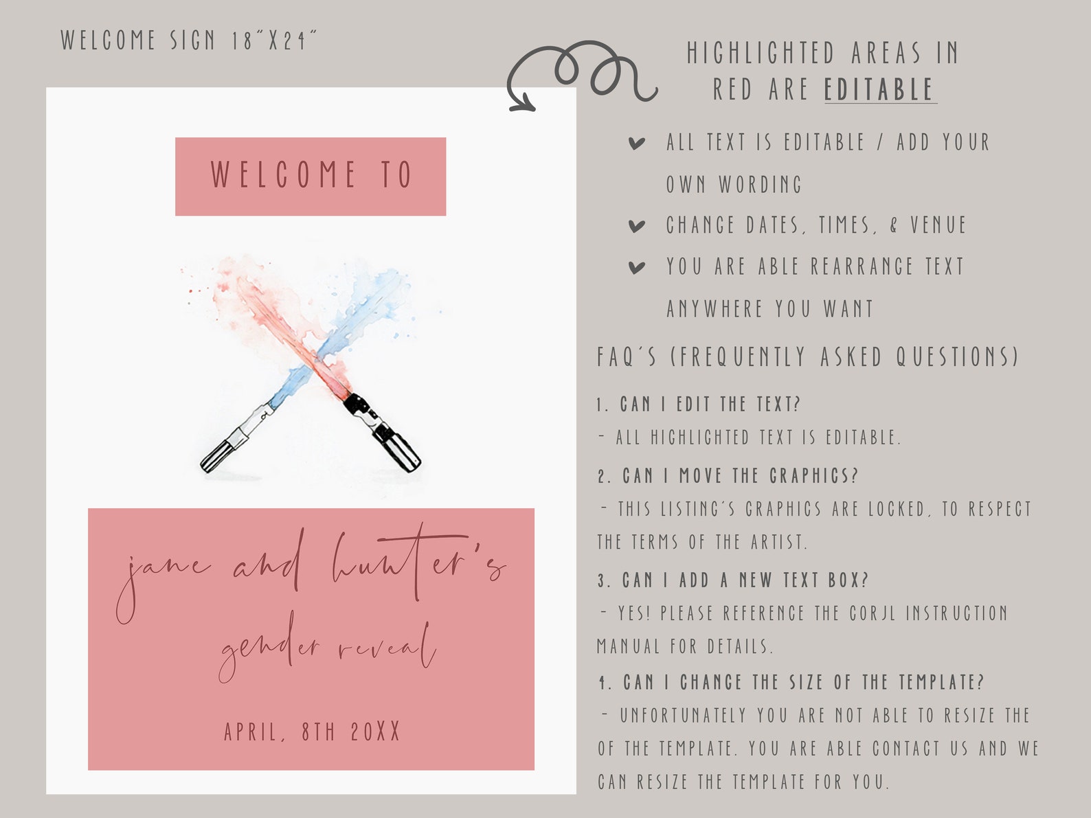 Little Jedi Gender Reveal Welcome Sign, Gender Reveal / Baby Shower Welcome Sign, Gender Neutral ...