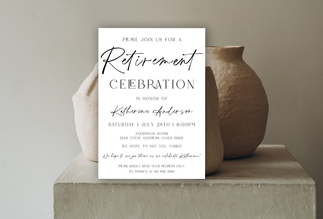 Retirement Celebration Invitation, Modern Retirement Invite, Minimalist ...