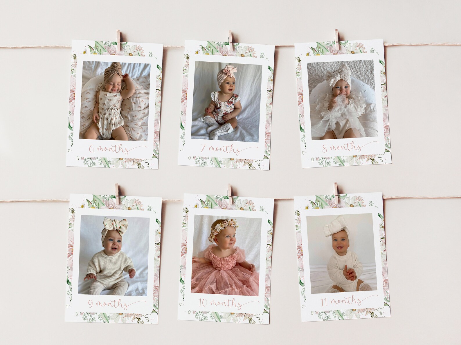 Coquette Pink Bow Flower Frame Baby Shower 1 Year Photo Banner ...