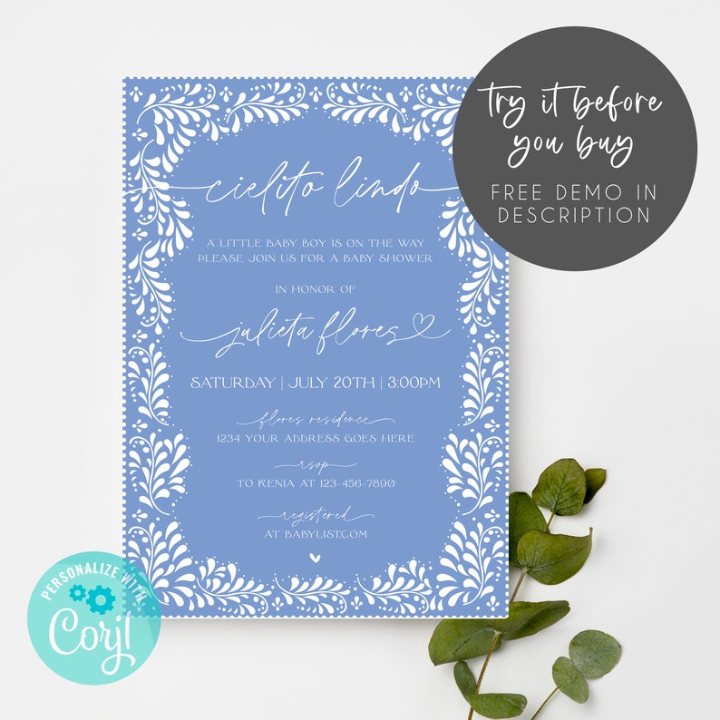 Blue Cielito Lindo Mexican White Talavera Inspired Baby Shower ...