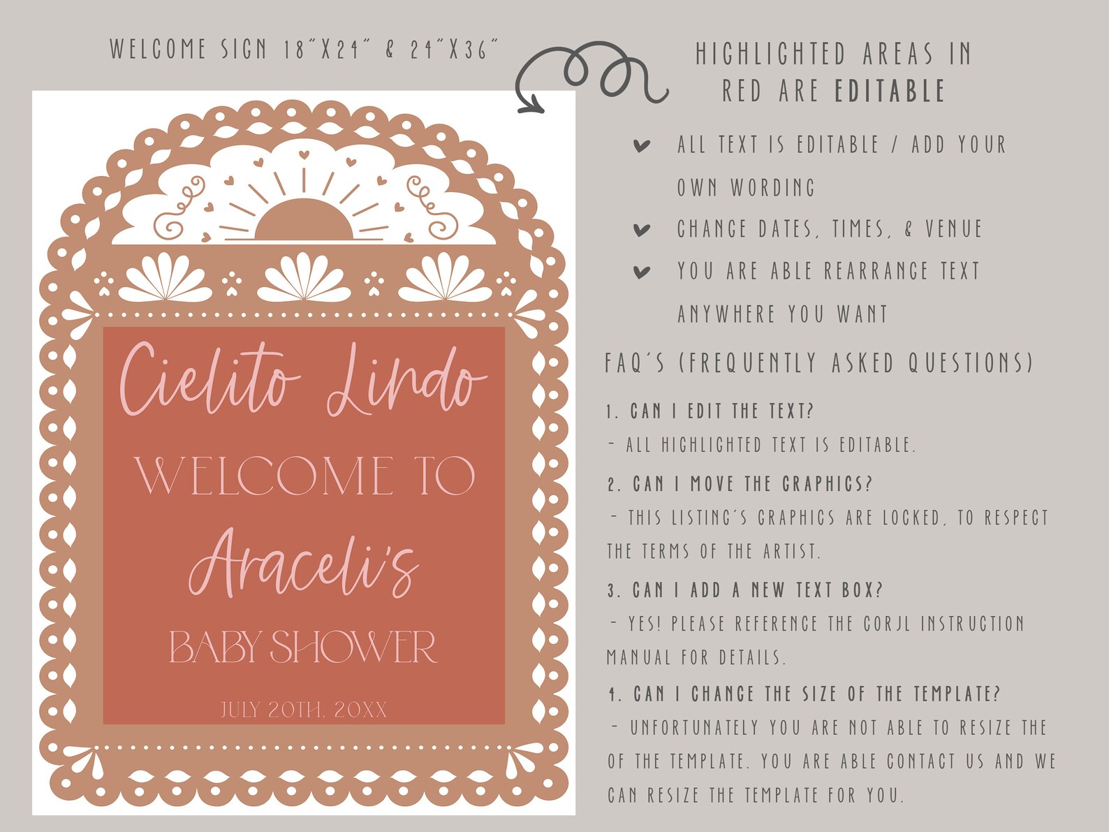 Barro Cielito Lindo Papel Picado Baby Shower Welcome Sign, Printable ...