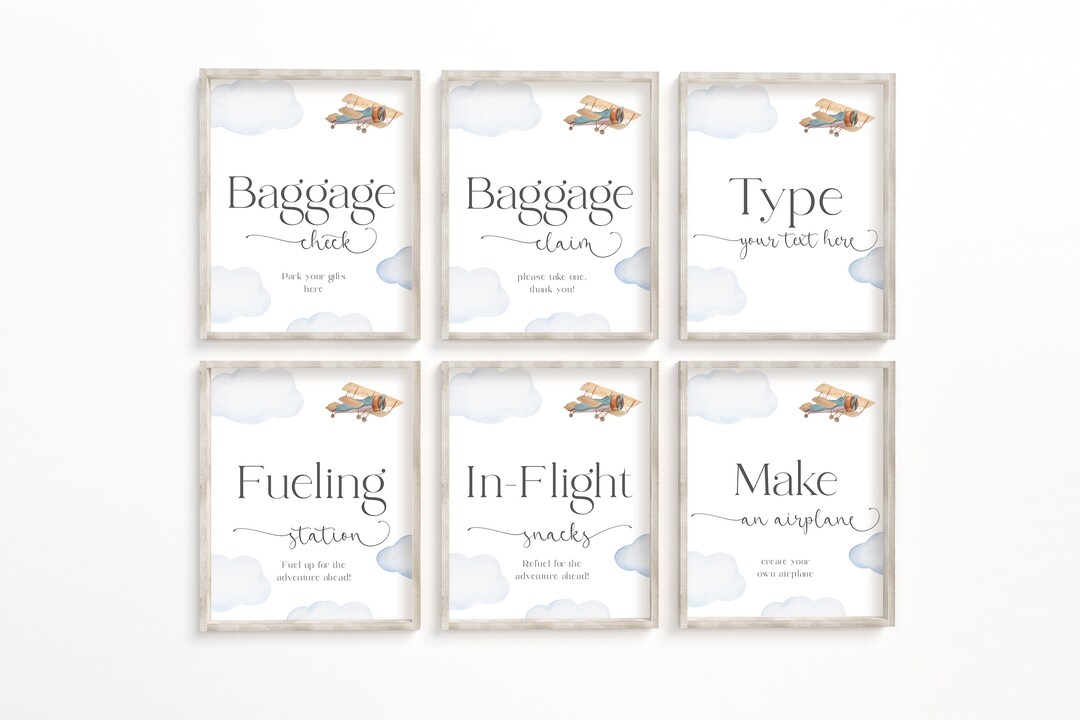 Airplane Birthday Party Theme Custom Signs, 1st Birthday Party Birthday ...