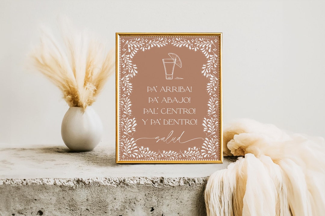Barro Mexican White Talavera Inspired Bar Sign, Pa' Arriba, Pa' Bajo ...