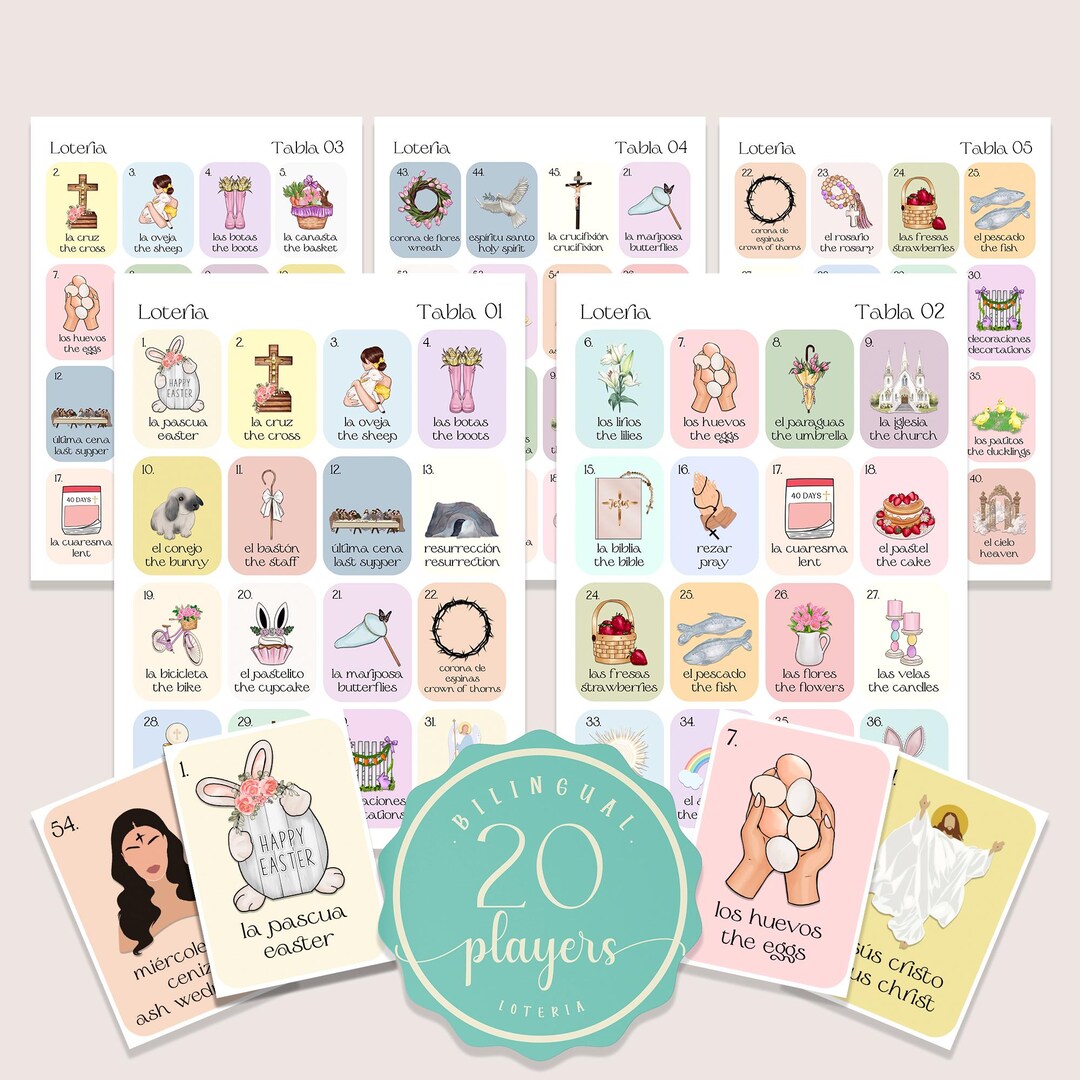 Boho Minimalist Easter Loteria, Mexican Loteria, Pascua, Spring ...
