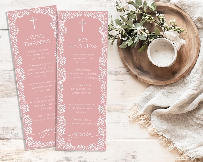 English & Spanish Pink Mexican White Talavera Inspired Baptism Prayer ...