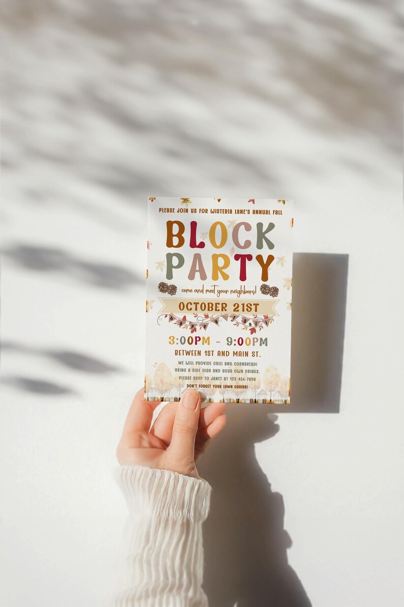 Fall Block Party Invitation, Block Party Flyer Editable Template ...