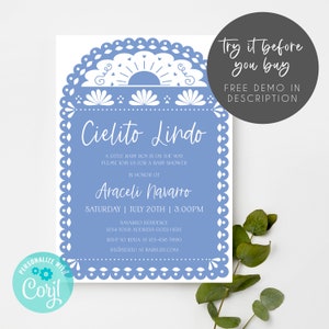 Cielito Lindo Papel Picado Baby Shower Invitation, Printable Talavera ...