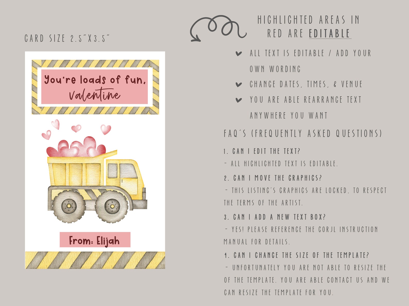 Construction Trucks Valentine Cards, Boys Valentine Cards, Kid's ...