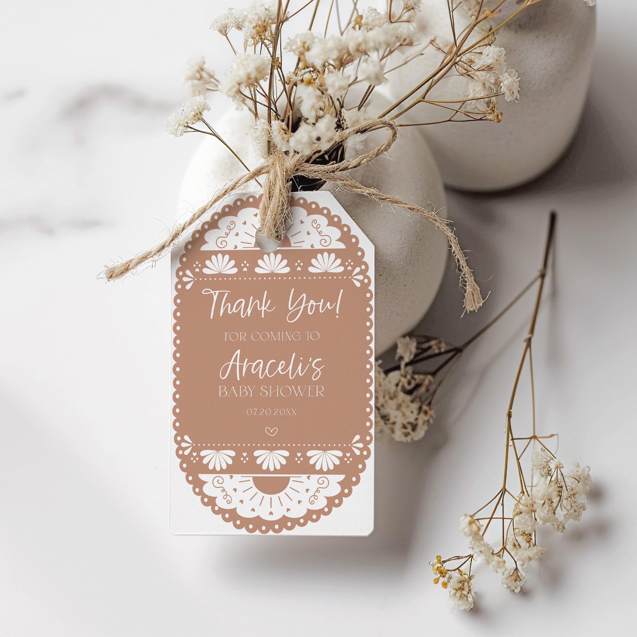 Barro Cielito Lindo Papel Picado Baby Shower Favor Tag, Printable ...