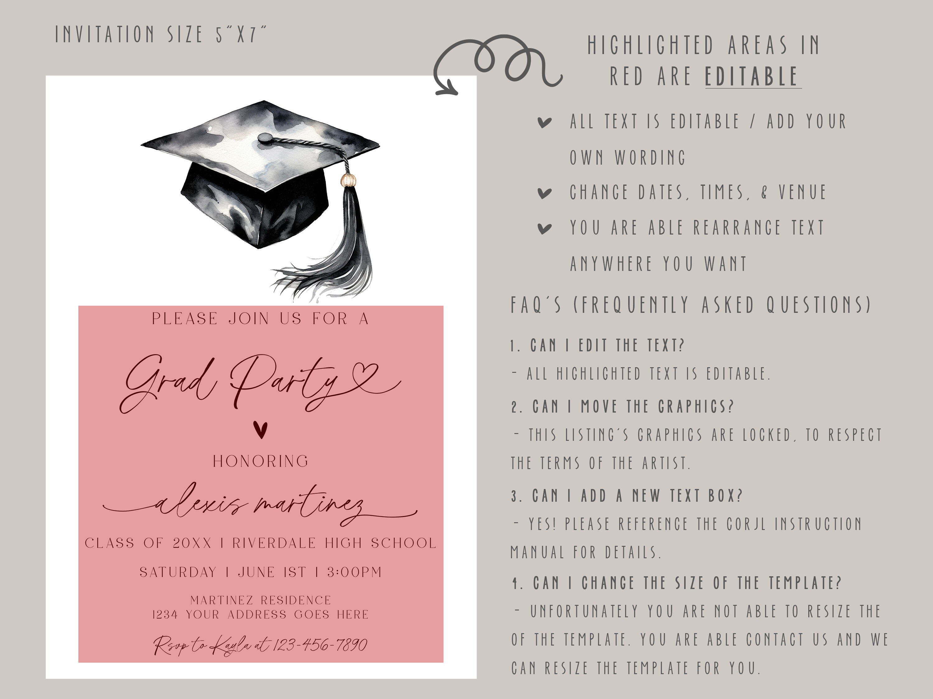 Watercolor Graduation Cap Graduation Invitation, Graduation ...