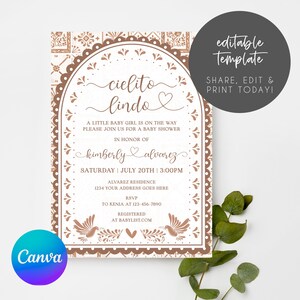 White & Barro Cielito Lindo Baby Shower Invitation Card, Editable ...