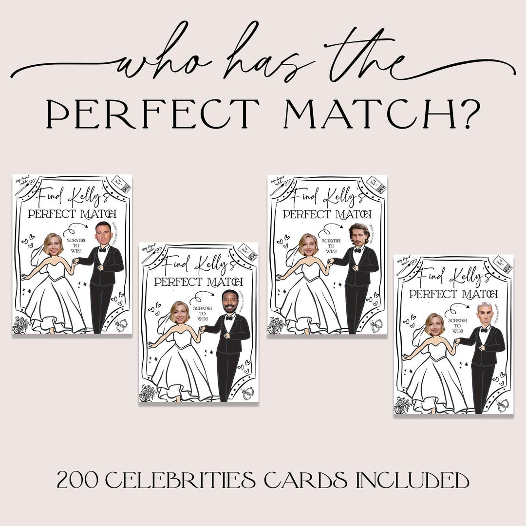 Hand Drawn Whimsical Perfect Match Scratcher Game, Who Has the Groom ...