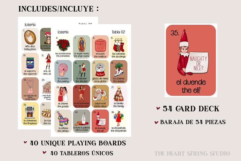 Loteria Navideña - Bilingual Holiday Party Game 40 Players Funny Adult ...