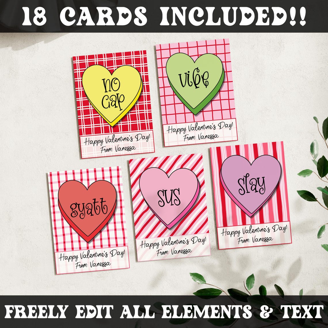 Teen Slang Candy Hearts Valentine Cards, Classroom, Tween, Funny Kids ...