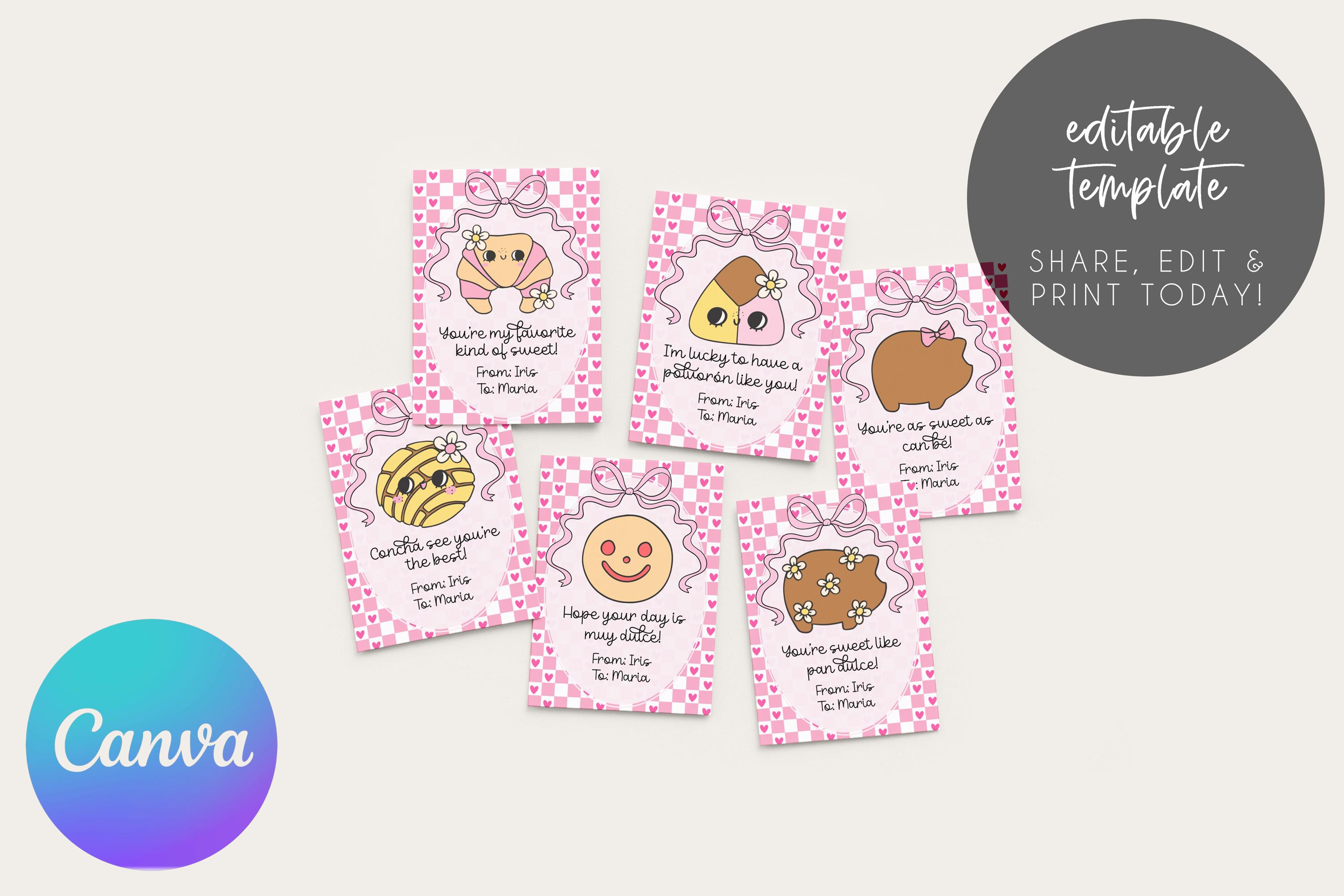 Coquette Pan Dulce Valentine Cards, Classroom, Tween, Kids Valentine ...