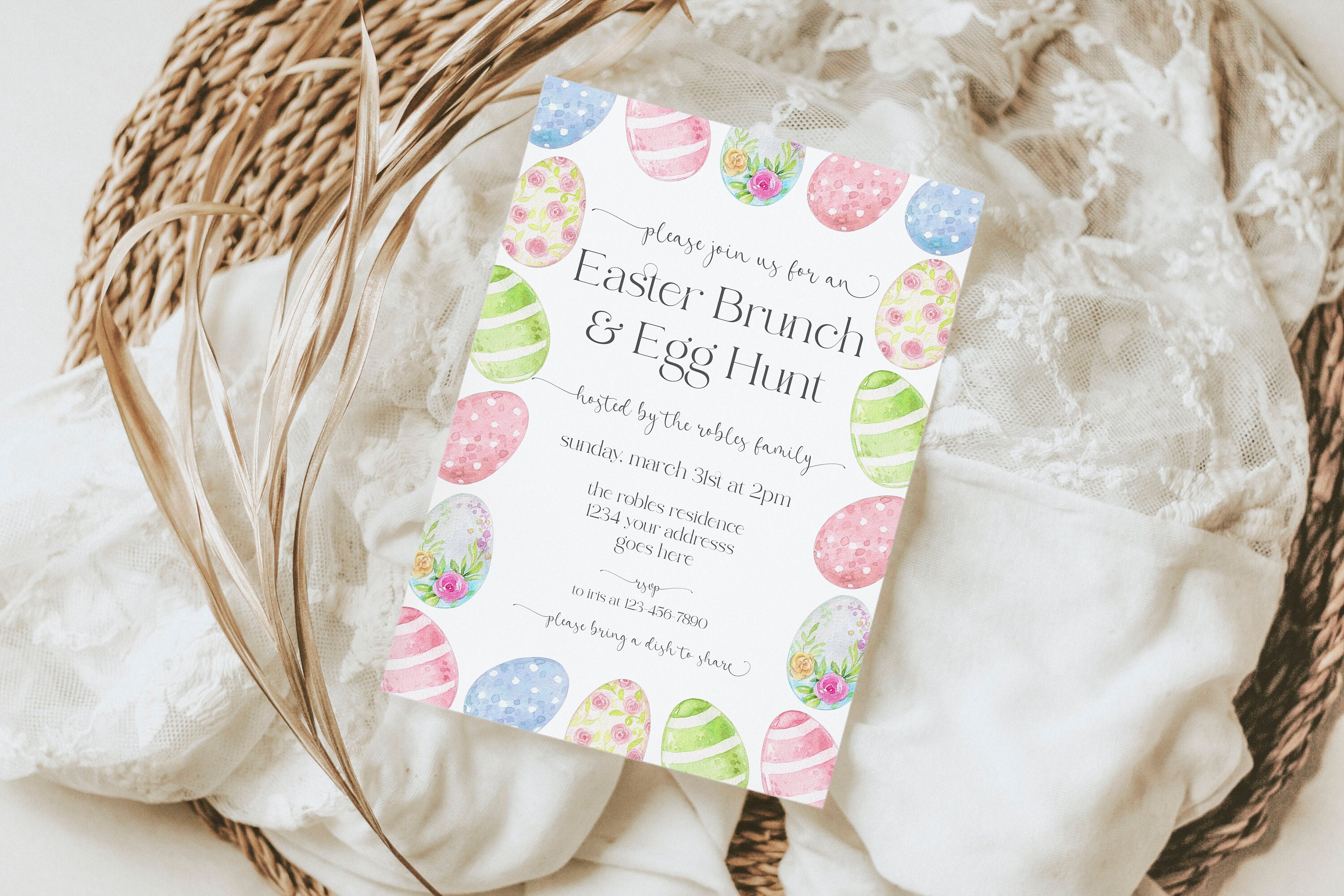 Easter Egg Hunt Invitation, Egg Hunt Party, Easter Egg Brunch Invite ...