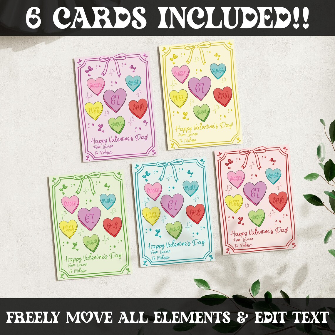 Coquette 6 7 Teen Slang Candy Hearts Valentine Cards, Classroom, Tween ...