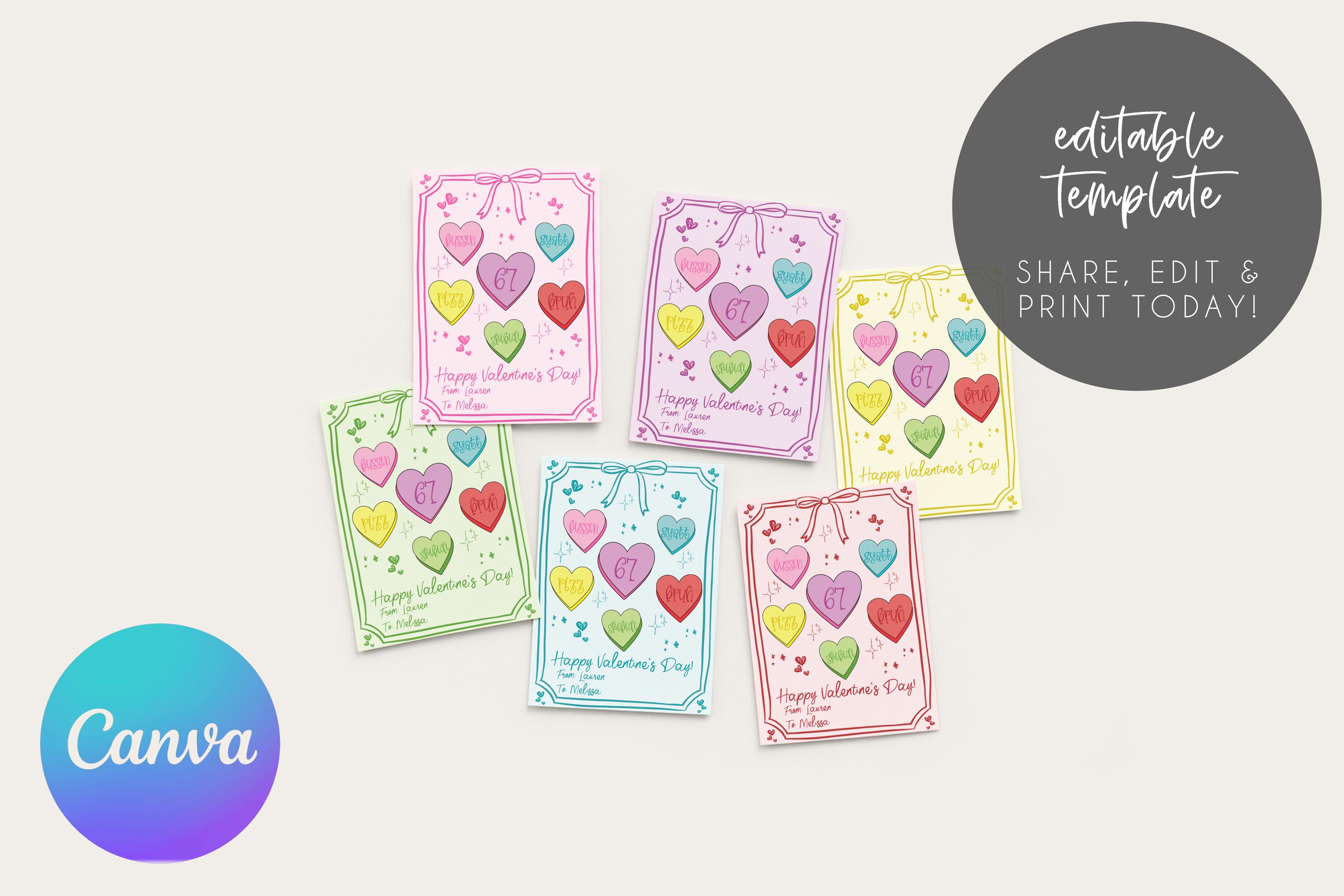 Coquette 6 7 Teen Slang Candy Hearts Valentine Cards, Classroom, Tween ...