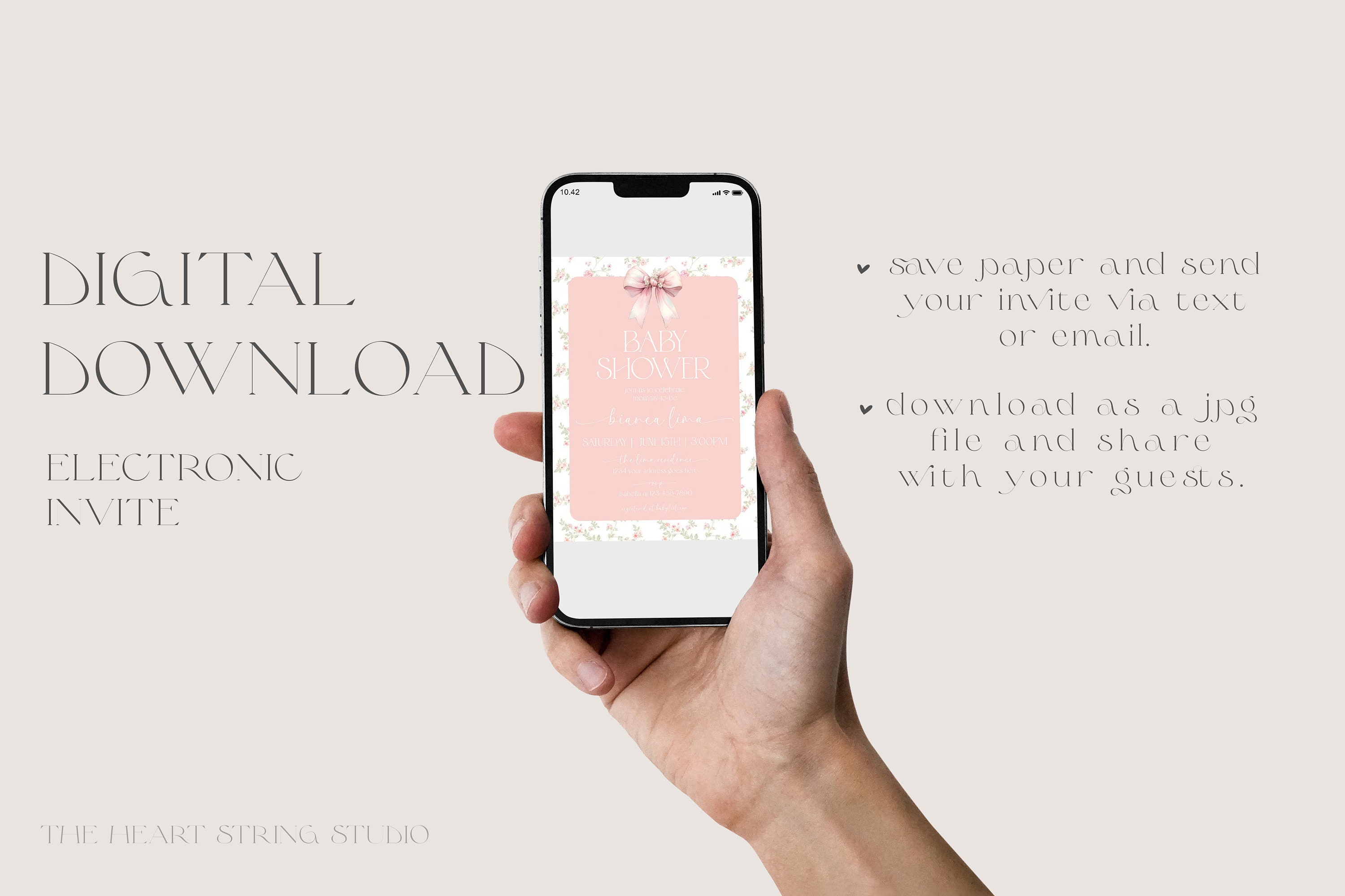 Coquette Dusty Pink Floral Bow Baby Shower Invitation, Vintage Pink Bow ...