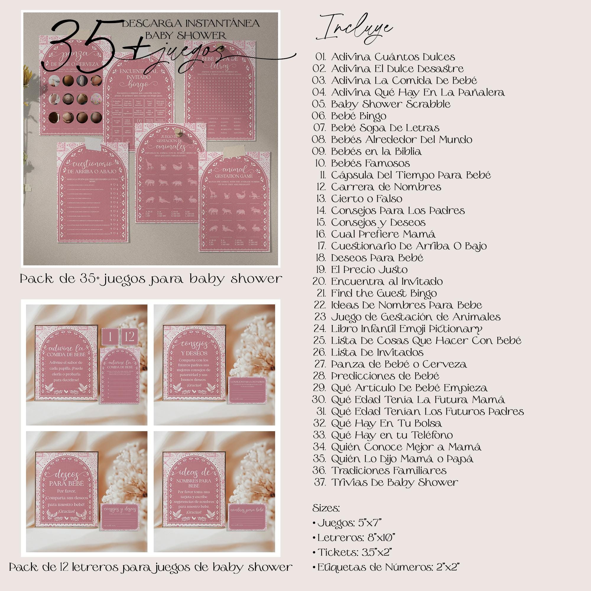 Pink Cielito Lindo Baby Shower Bundle: Editable Templates (digital ...